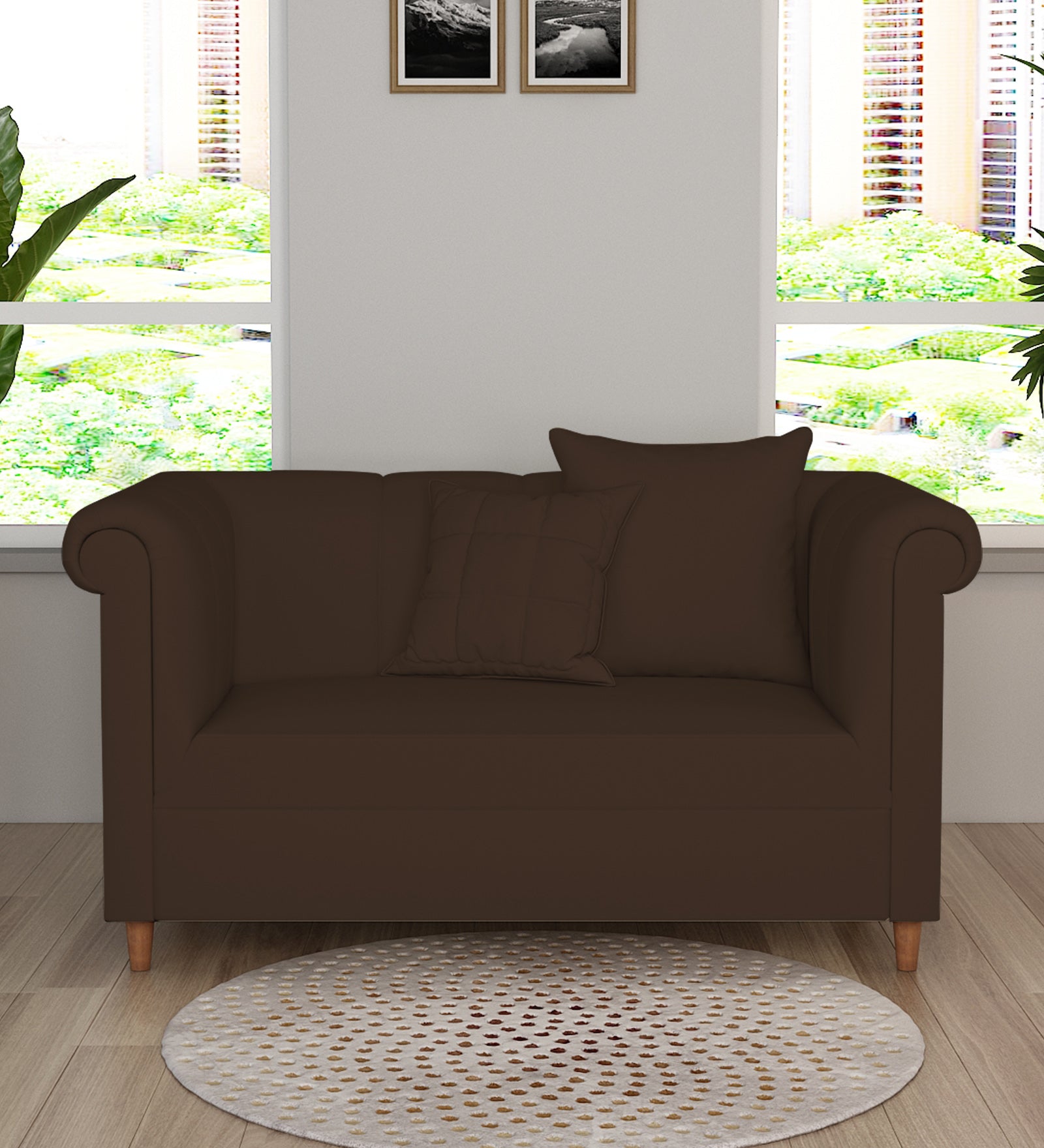 Rubi Velvet 2 Seater Sofa in Chocolate Brown Colour