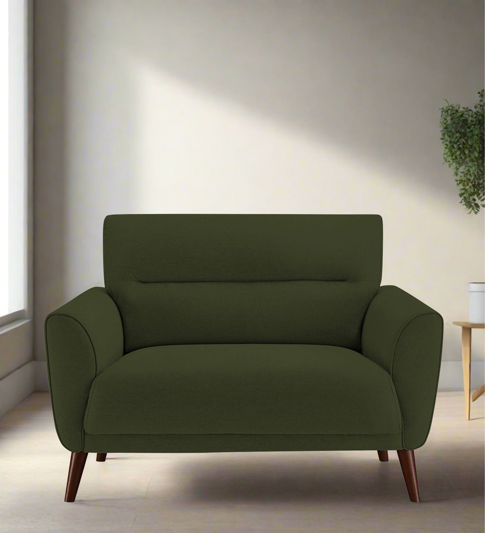 Castro Fabric 1 Seater Sofa in Olive Green Colour