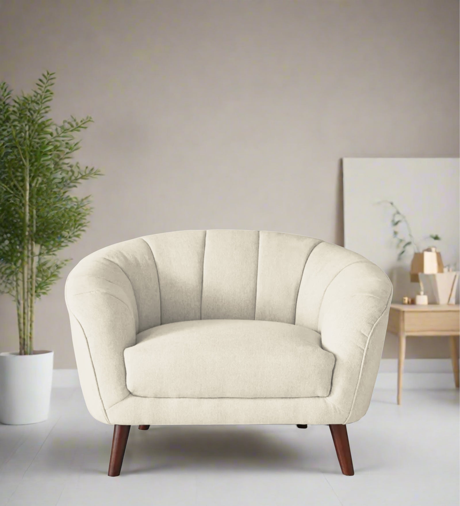 Benjamin Fabric 1 Seater Sofa In Ivory Cream Colour