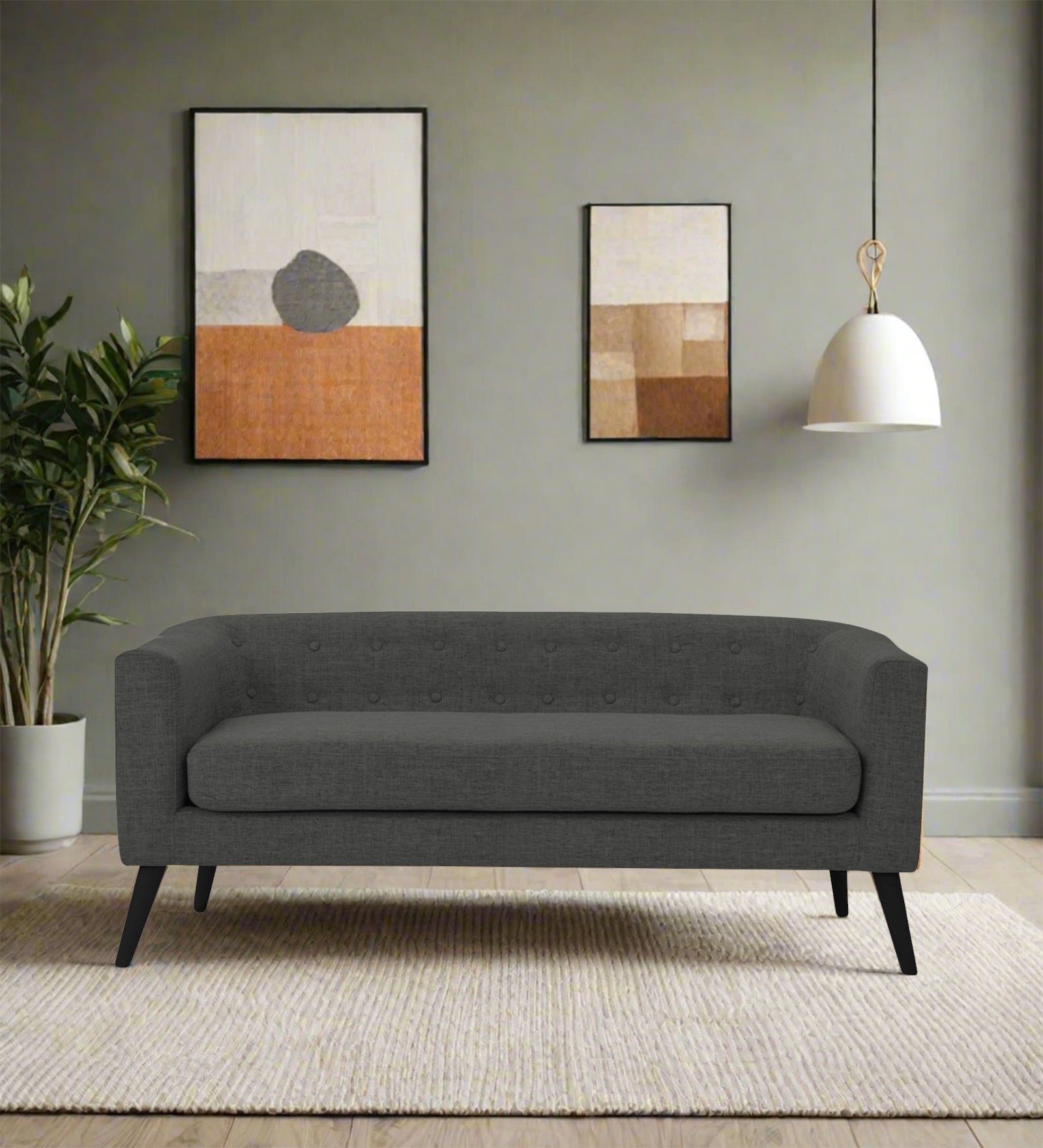 Casper Fabric 3 Seater Sofa in Charcoal Grey Colour