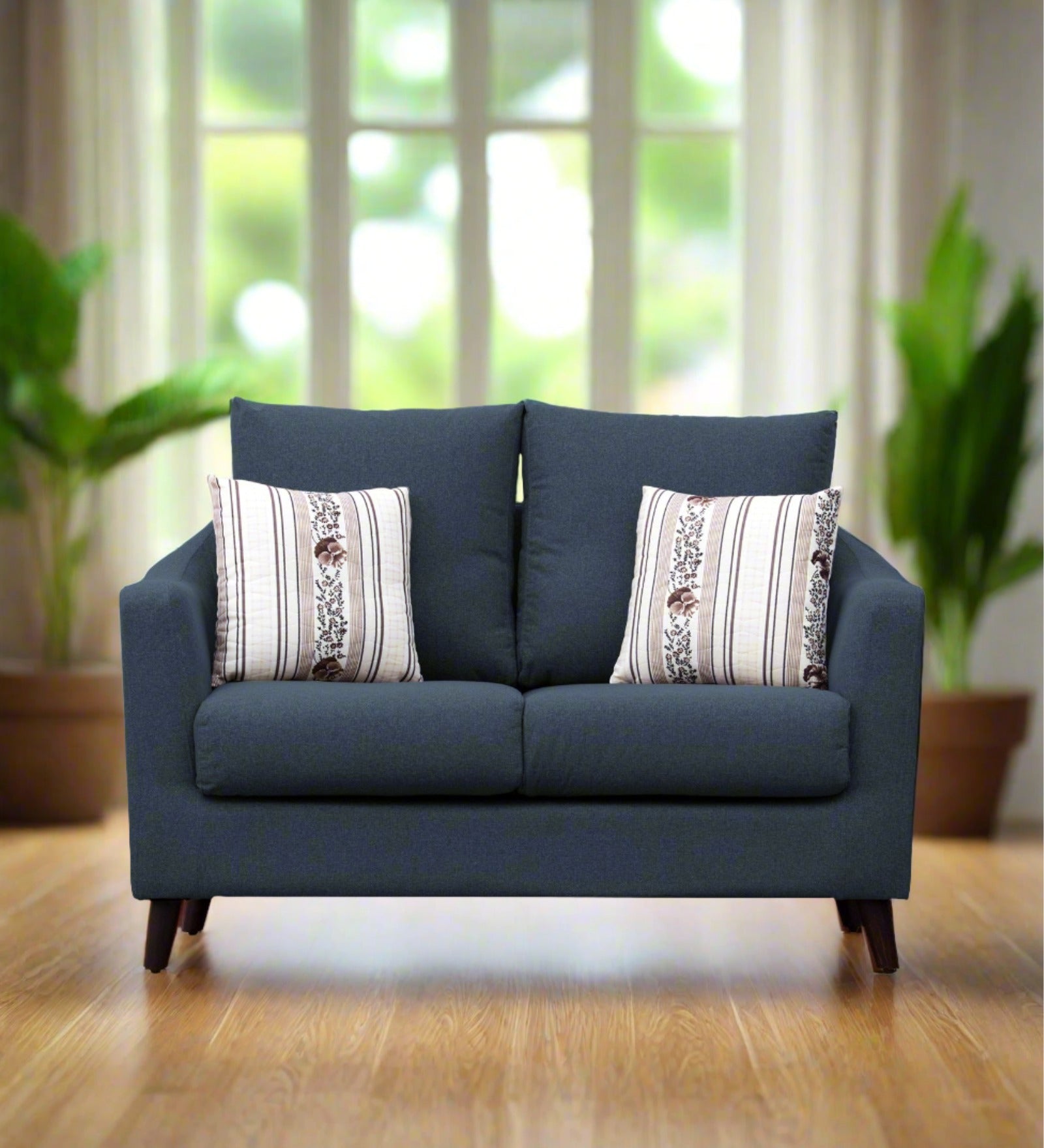 Kevin Fabric 2 Seater Sofa In Light Blue Colour