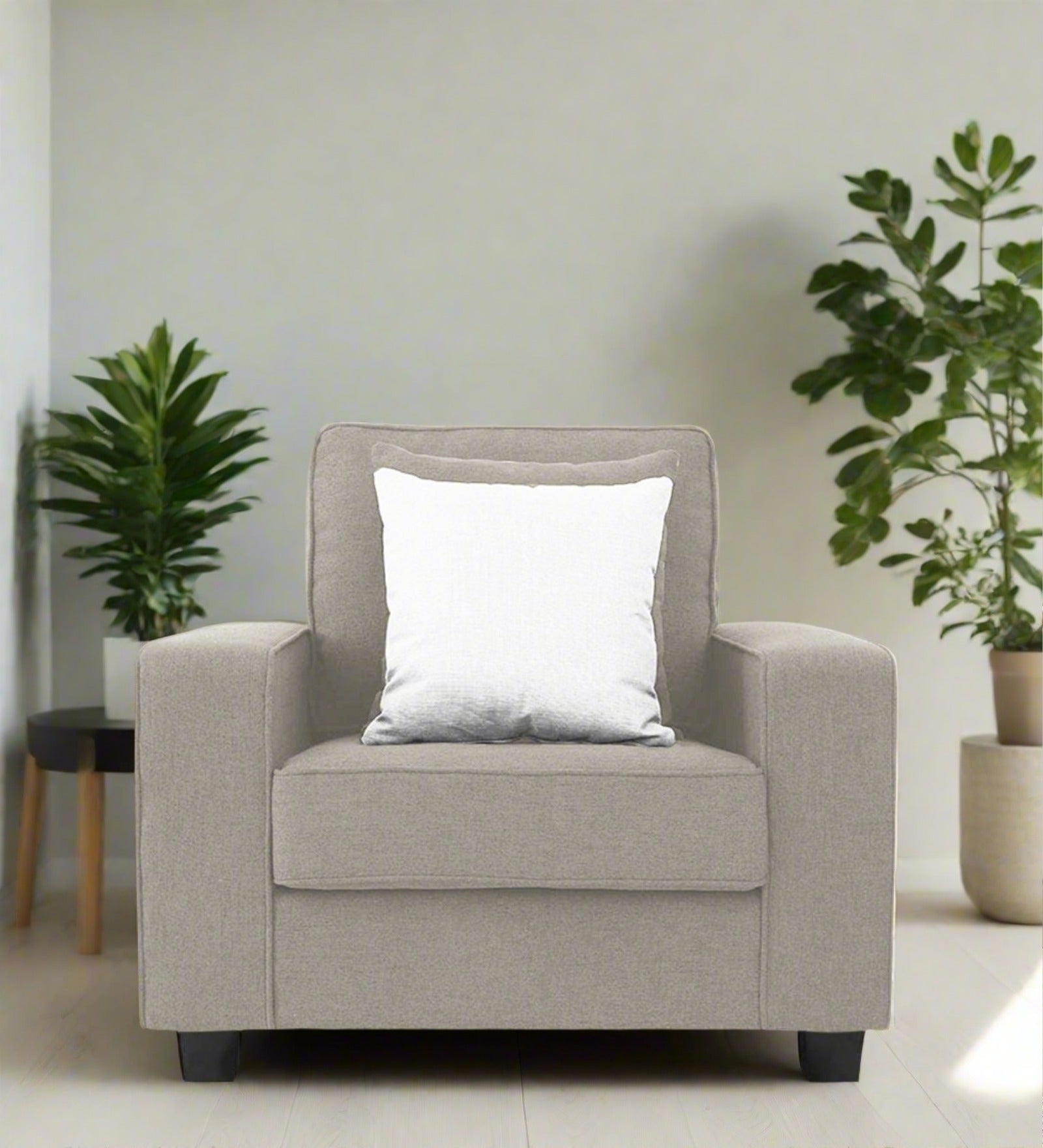 Ladybug Fabric 1 Seater Sofa In Ash Grey Colour