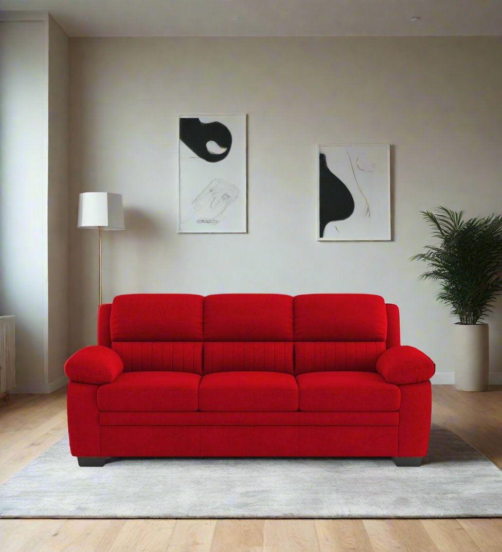 Cantaberry Velvet 3 Seater Sofa In Berry Maroon Colour