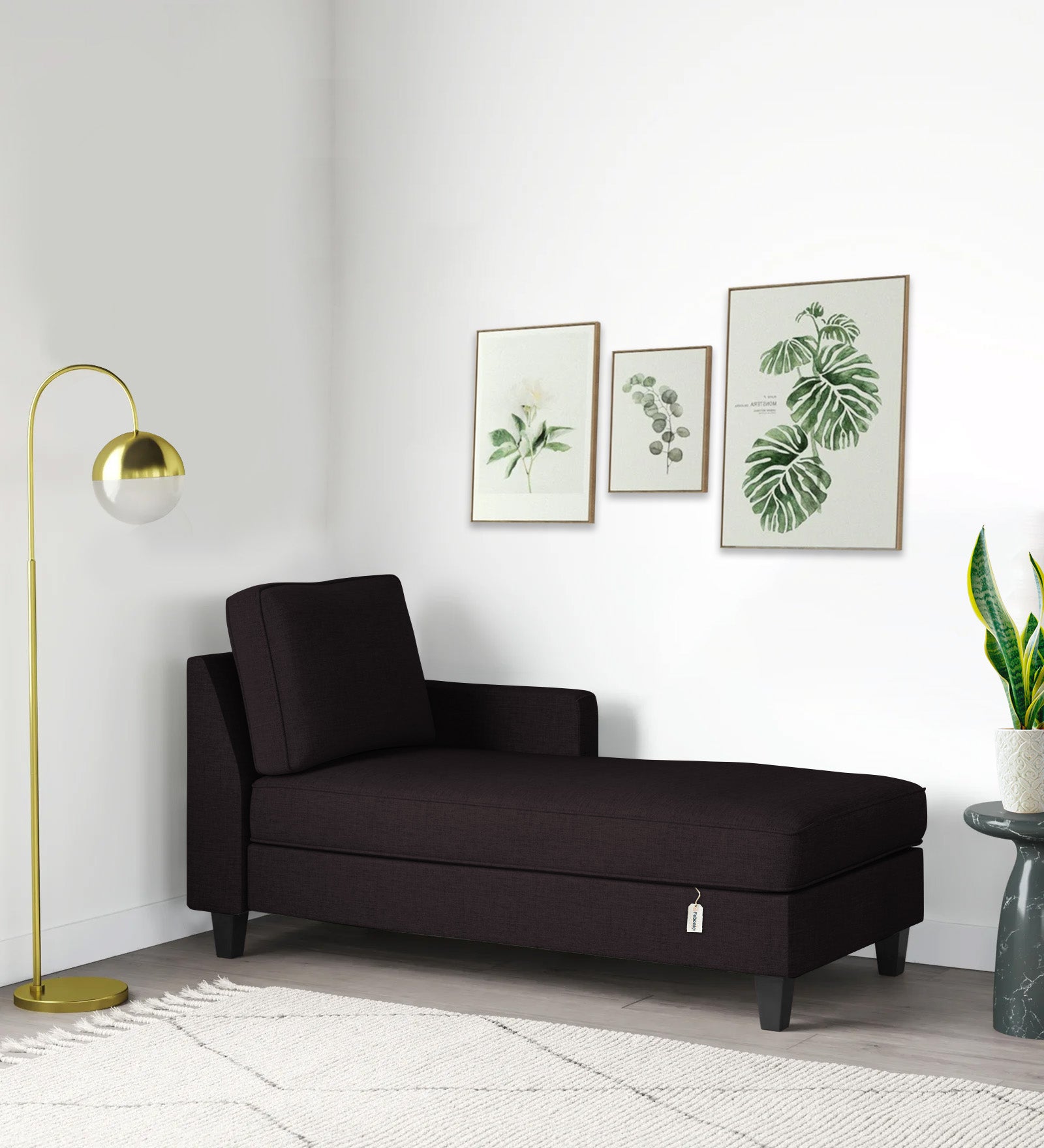 Royee Fabric RHS Chaise Lounger In Cara Brown Colour With Storage