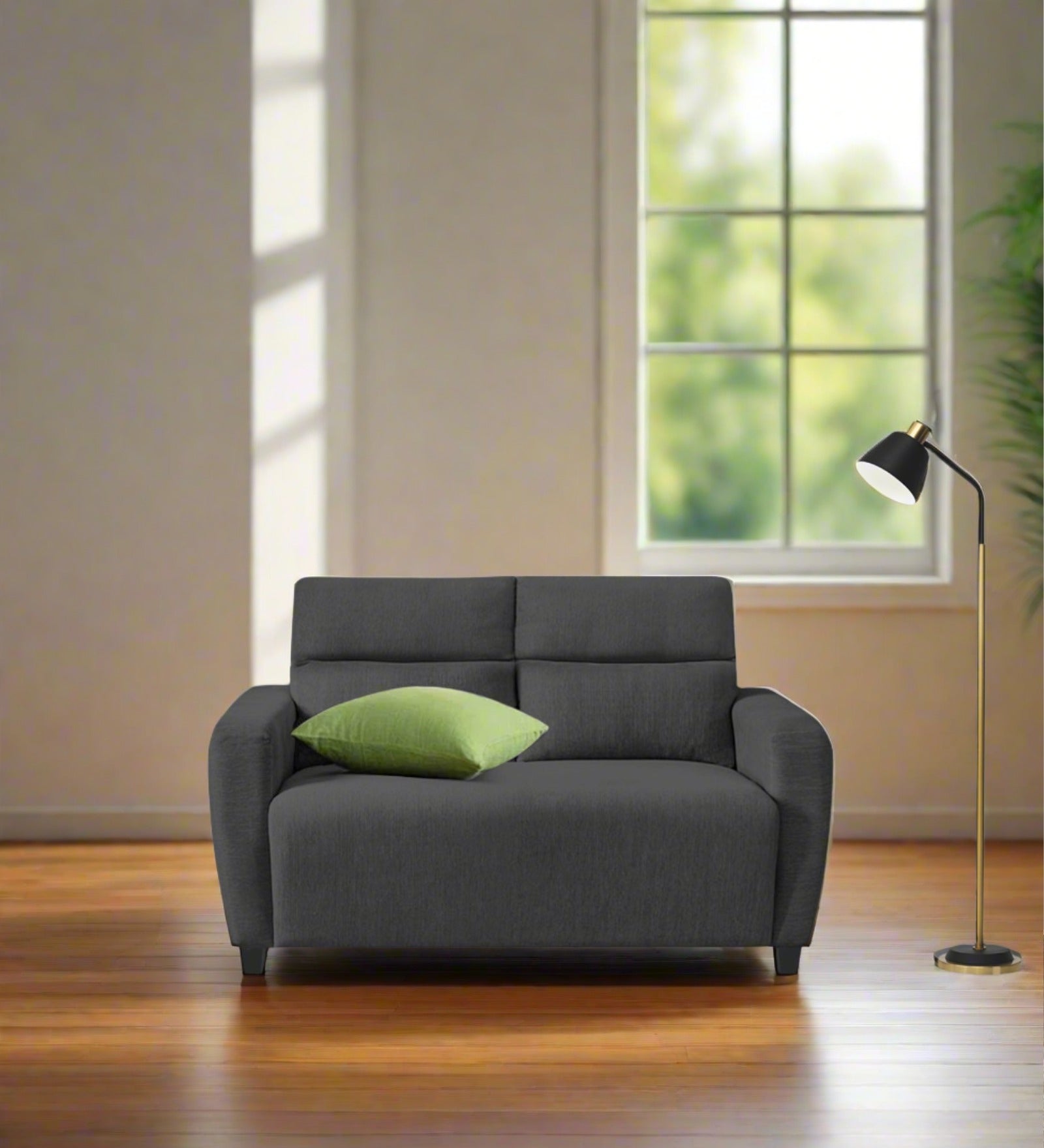 Bakadi Fabric 2 Seater Sofa In Charcoal Grey Colour