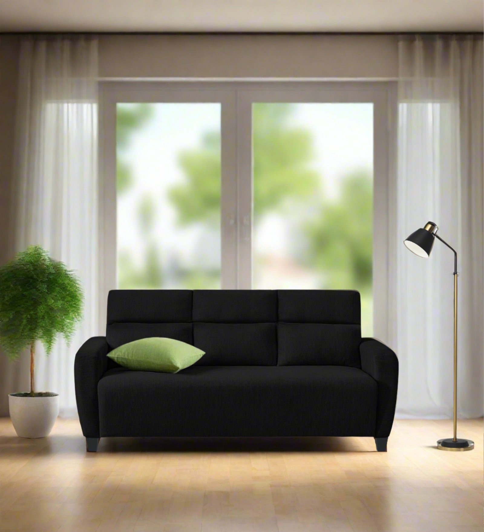 Bakadi Fabric 3 Seater Sofa In Zed Black Colour
