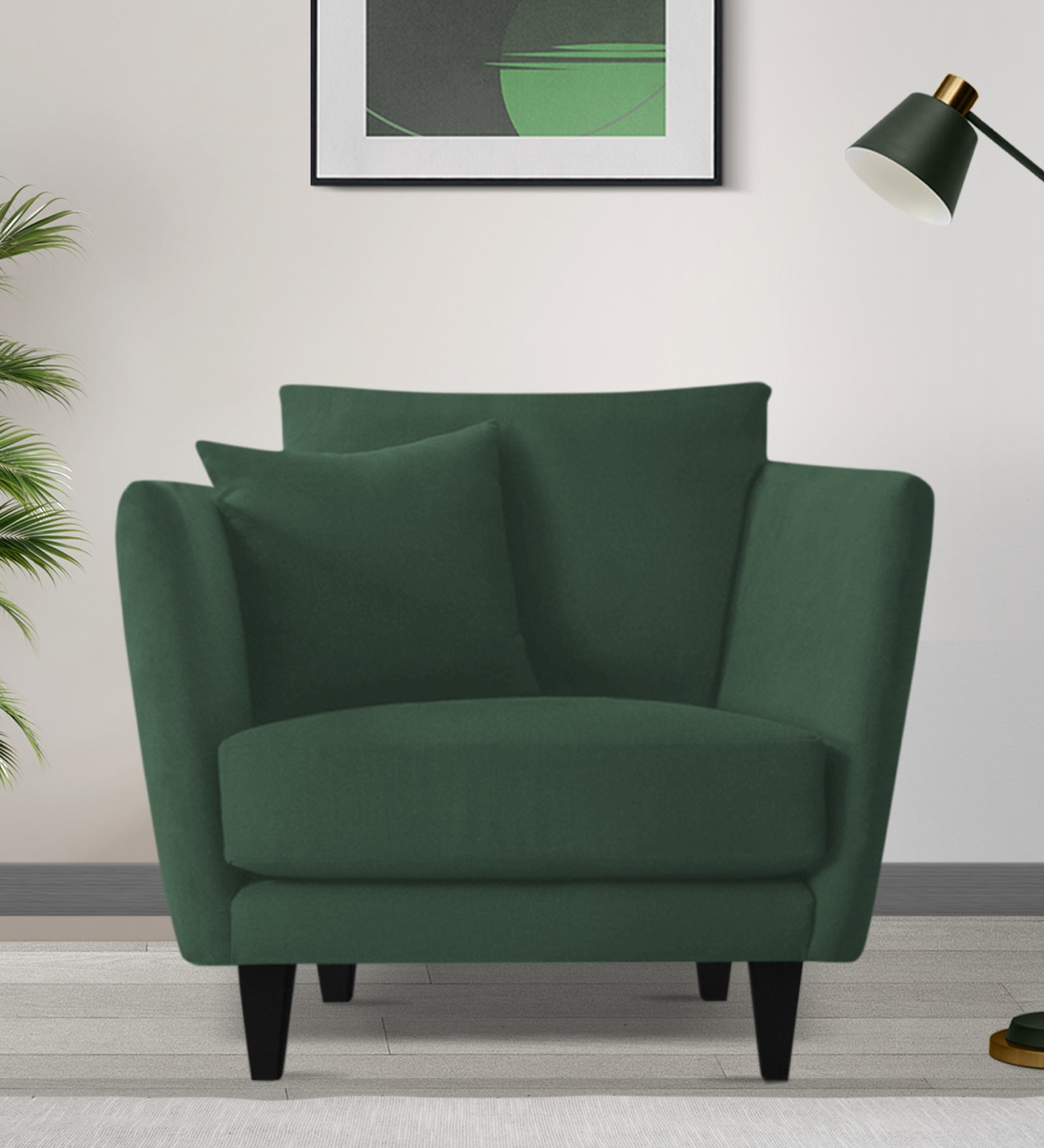 Norway Velvet 1 Seater Sofa In Amazon Green Colour