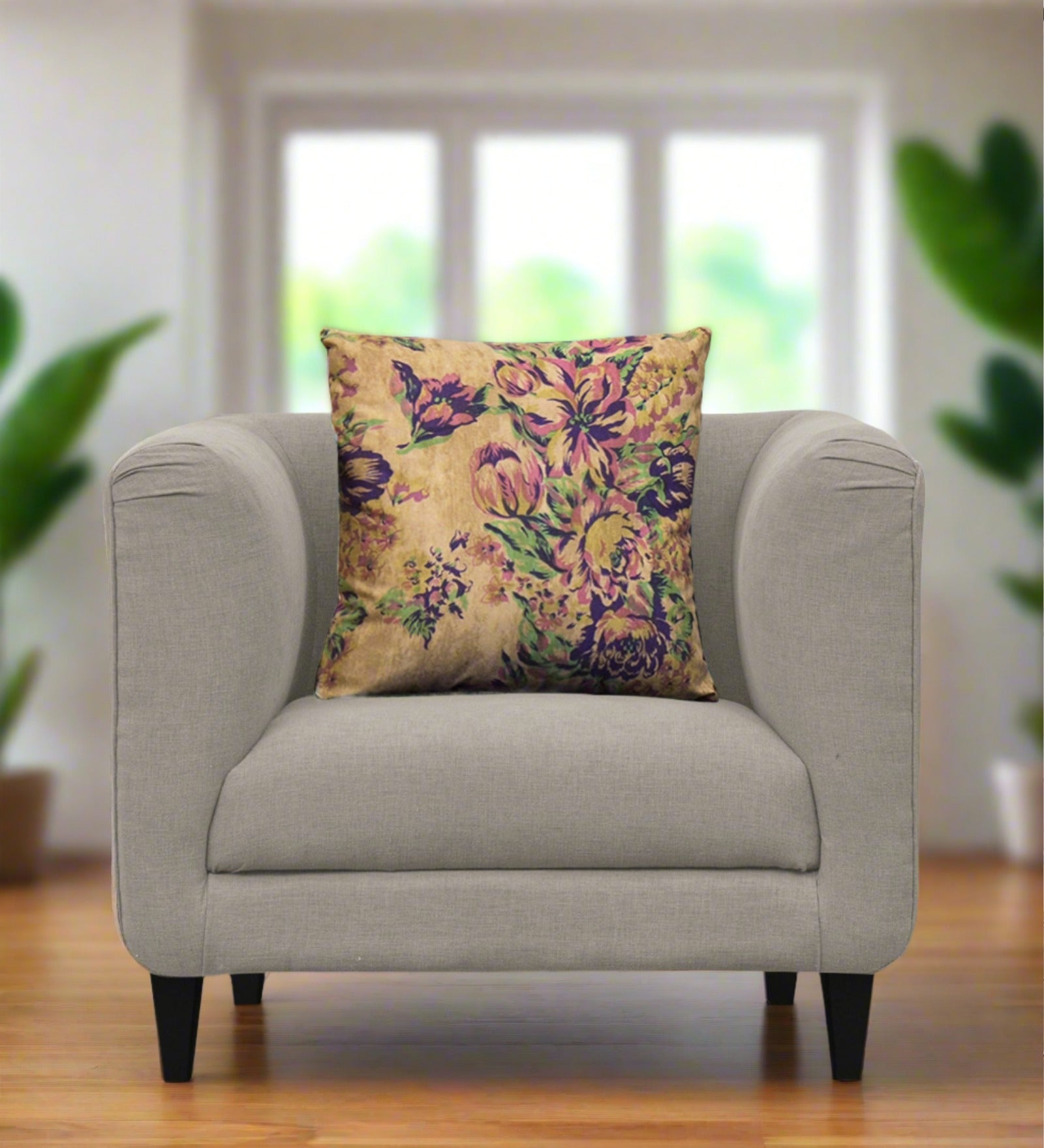 Niki Fabric 1 Seater Sofa in Ash Grey Colour