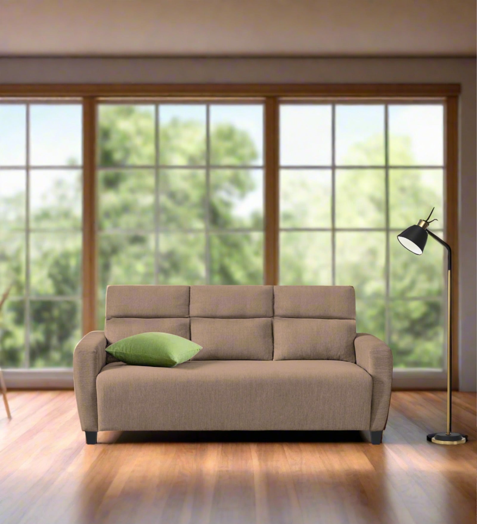 Bakadi Fabric 3 Seater Sofa In Cookie Beige Colour
