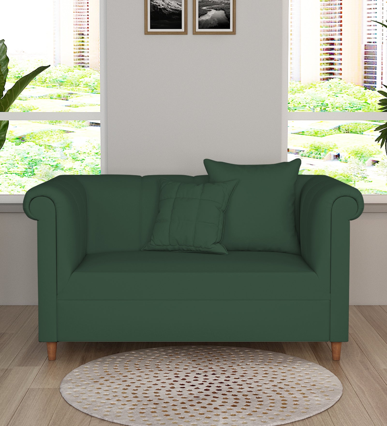 Rubi Velvet 2 Seater Sofa in Amazon Green Colour