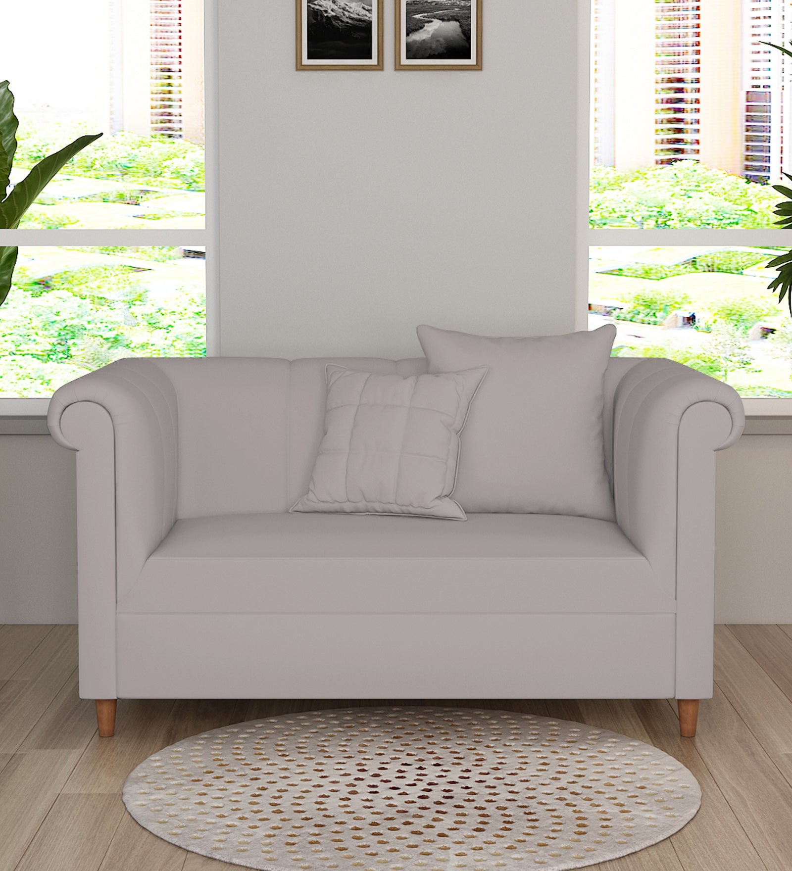 Rubi Velvet 2 Seater Sofa In Pearl Grey Colour