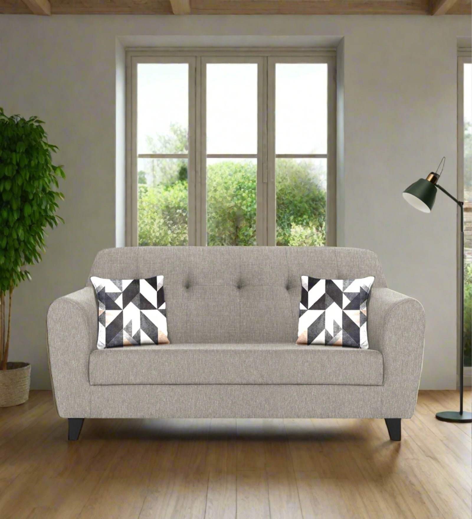 Melaan Fabric 2 Seater Sofa In Ash Grey Colour