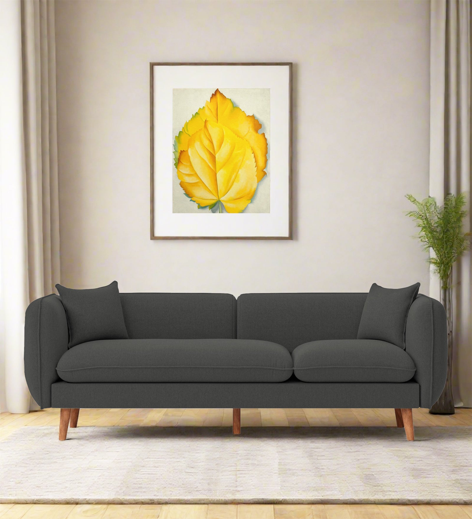 Reva Fabric 3 Seater Sofa In Stone Grey Colour