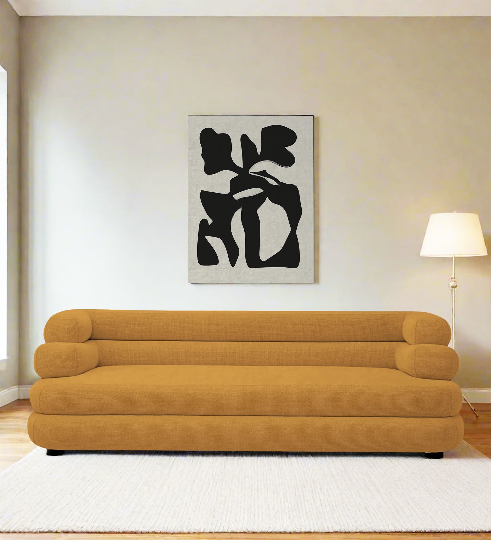Buy Wener Fabric 3 Seater Sofa In Corn Yellow Colour at 58% Off