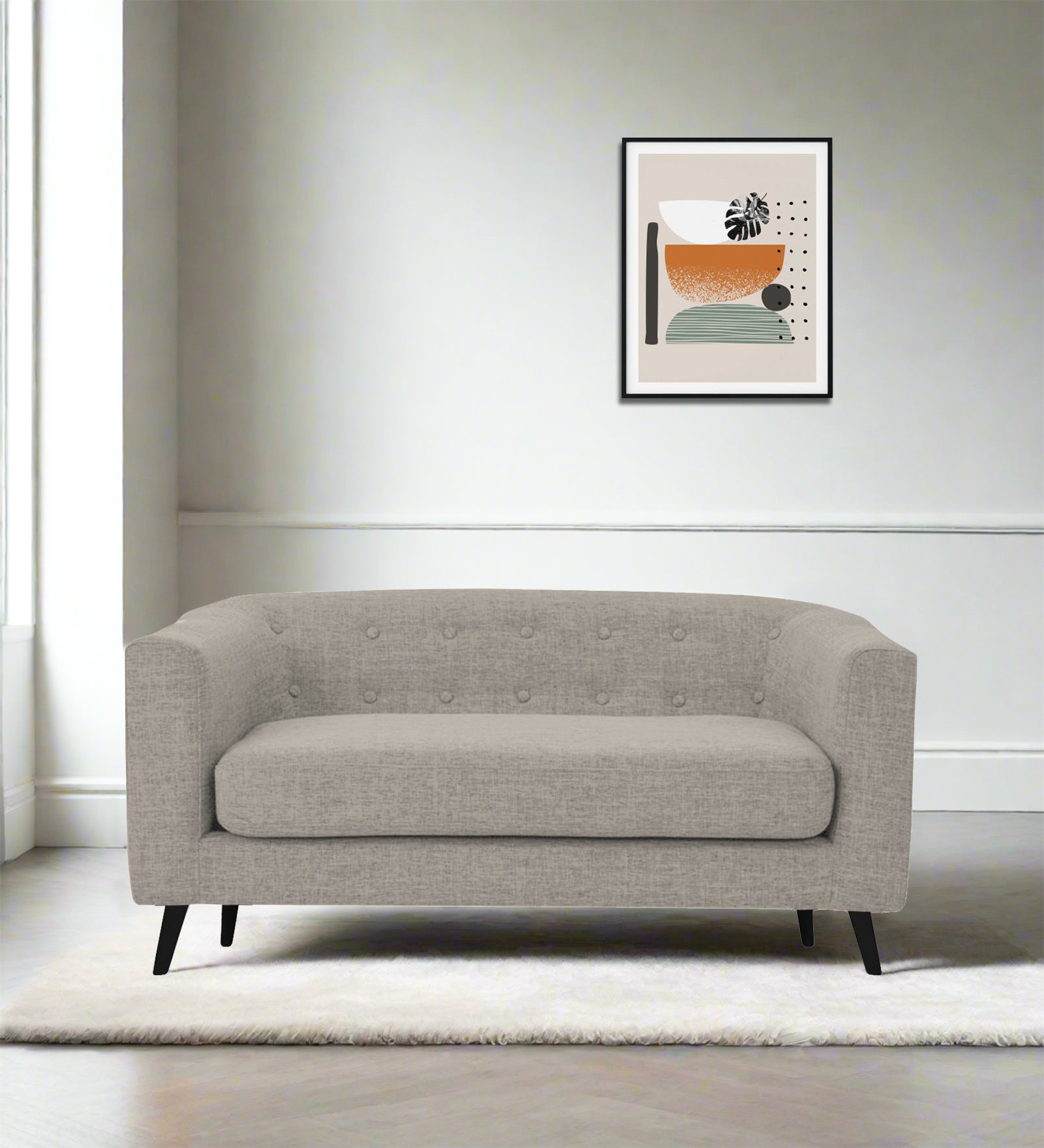 Casper Fabric 2 Seater Sofa In Ash Grey Colour