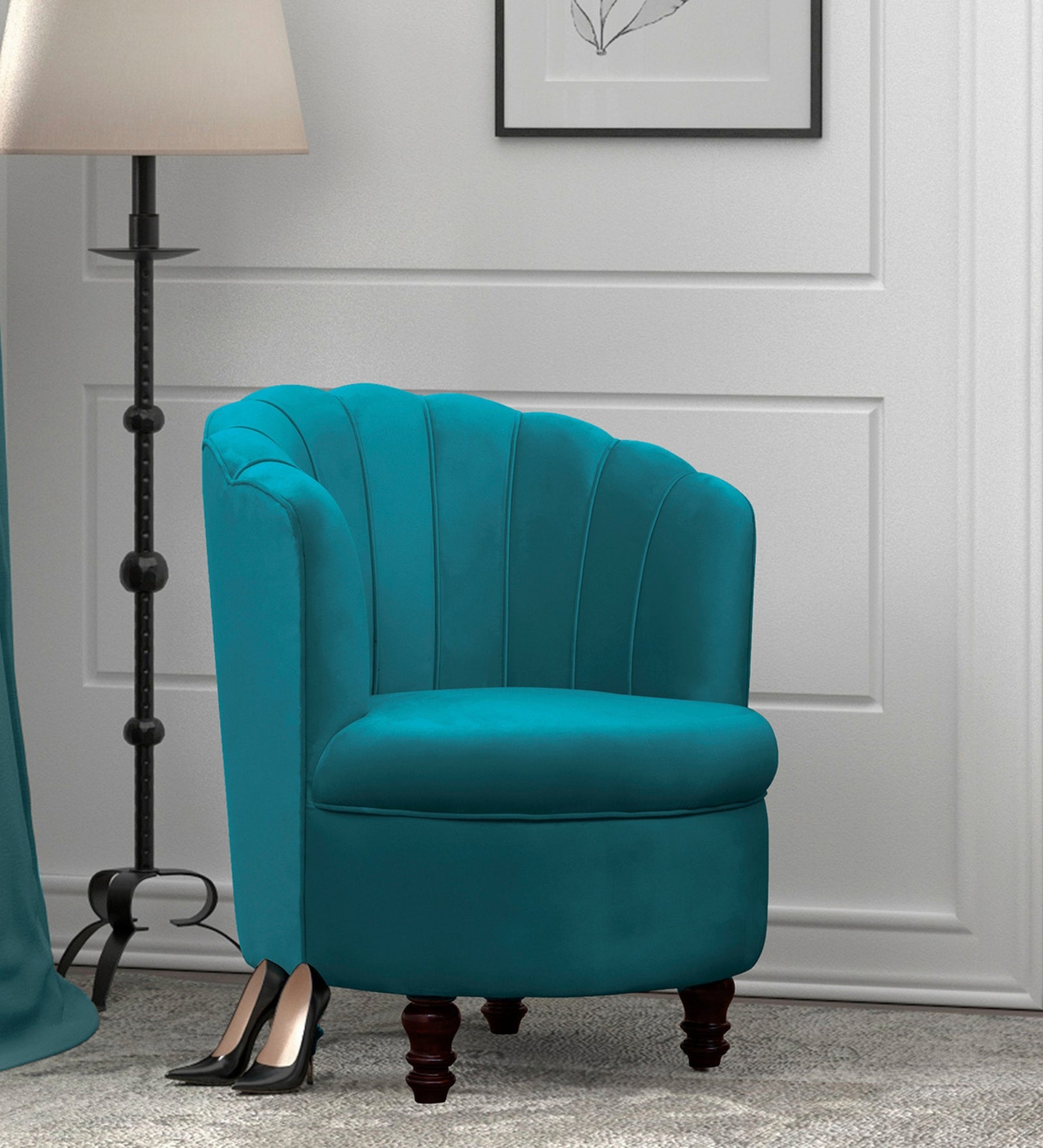 Clark Velvet Slipper Chair in Arabian Green Colour