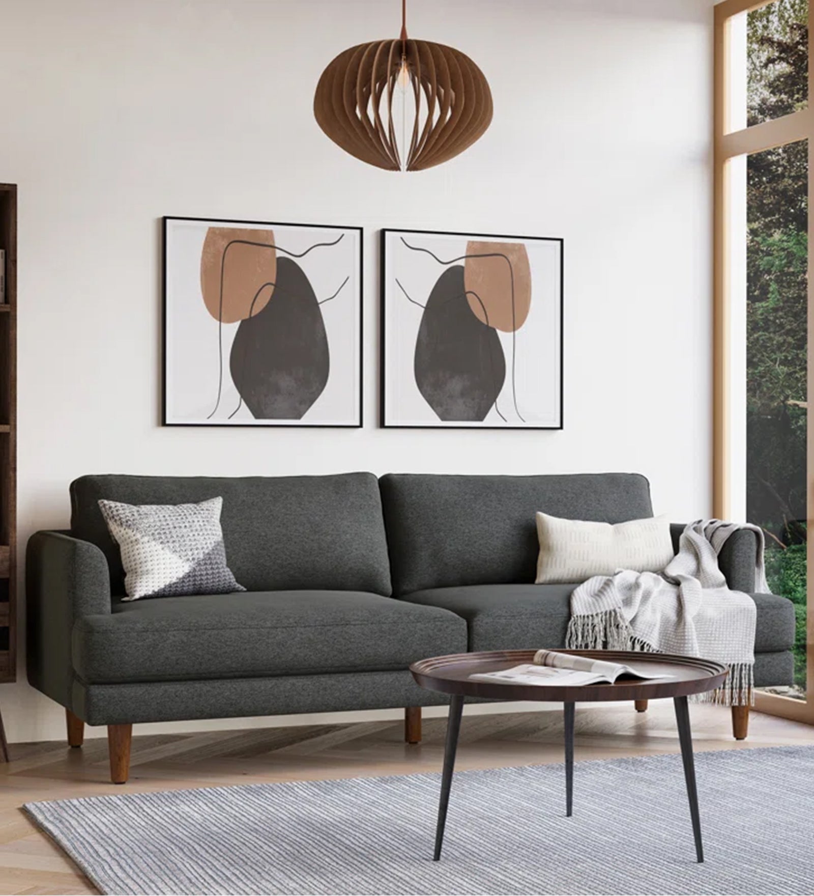 Tangled Fabric 3 Seater Sofa In Charcoal Grey Colour