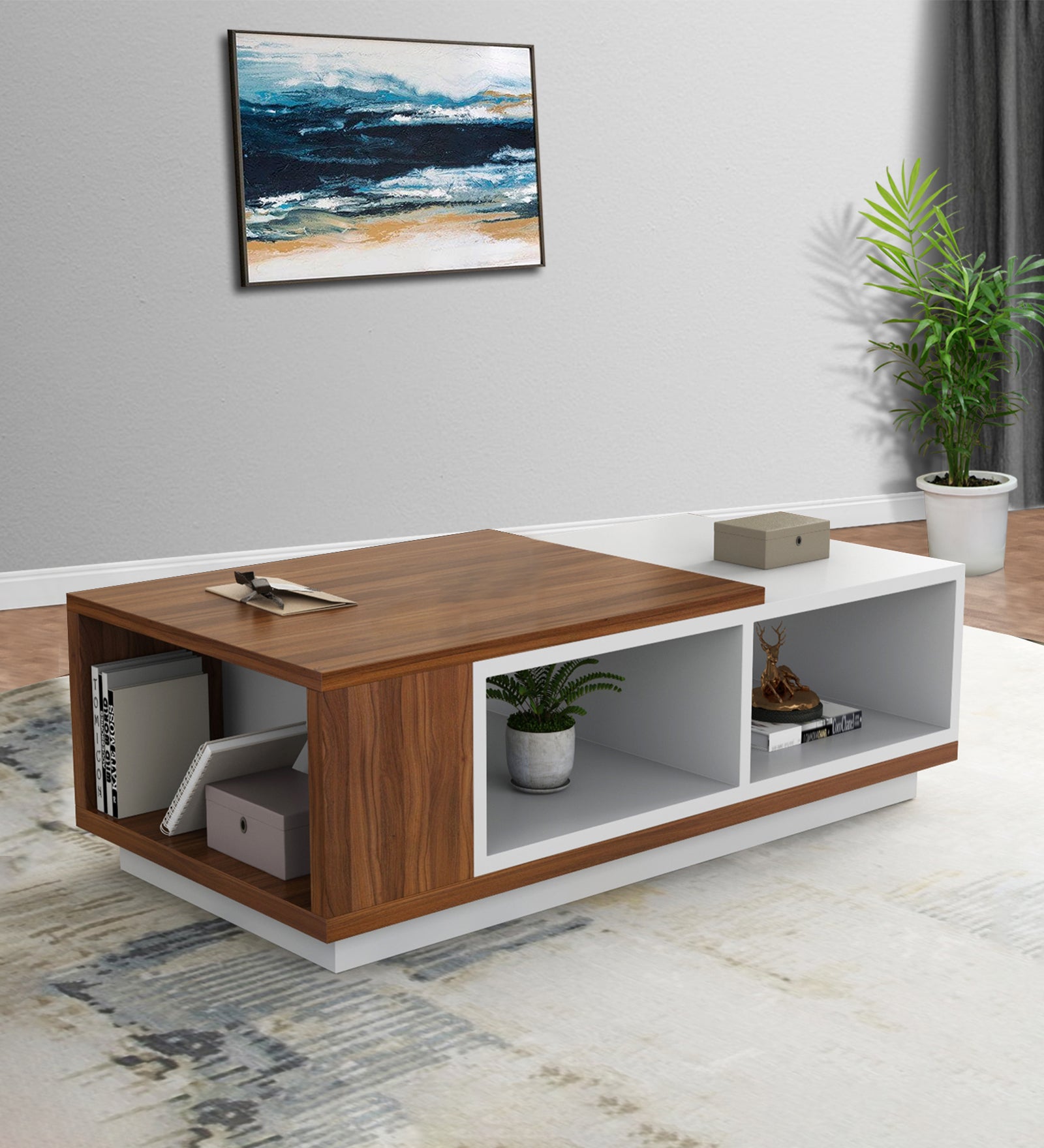Bumi Coffee Table In Oral Walnut & Frosty White Finish