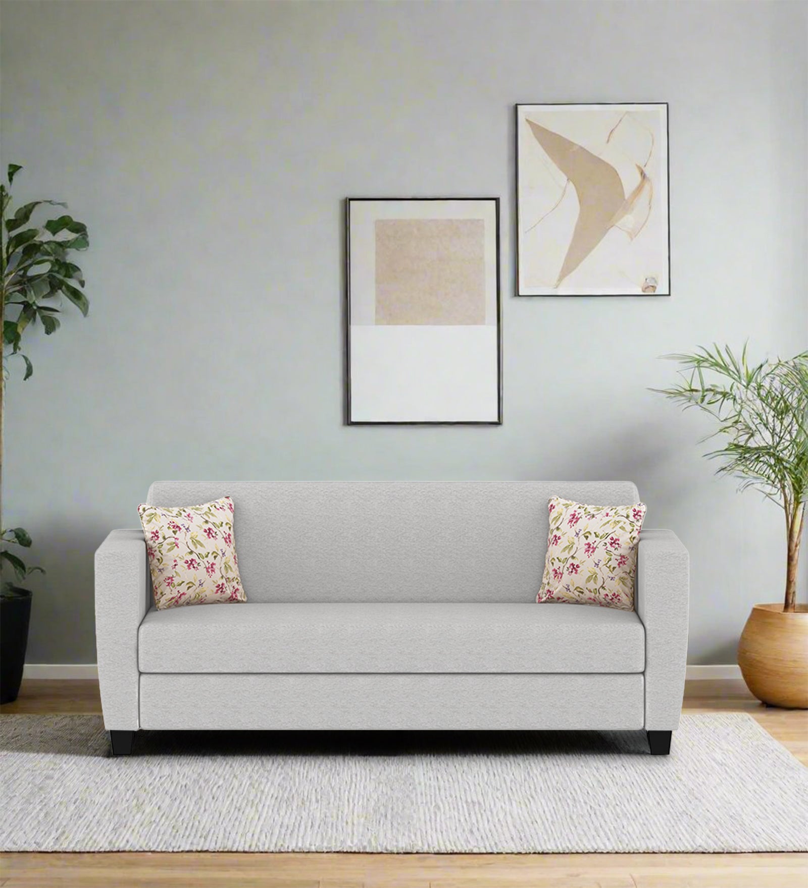 Gozi Fabric 3 Seater Sofa In Lit Grey Colour