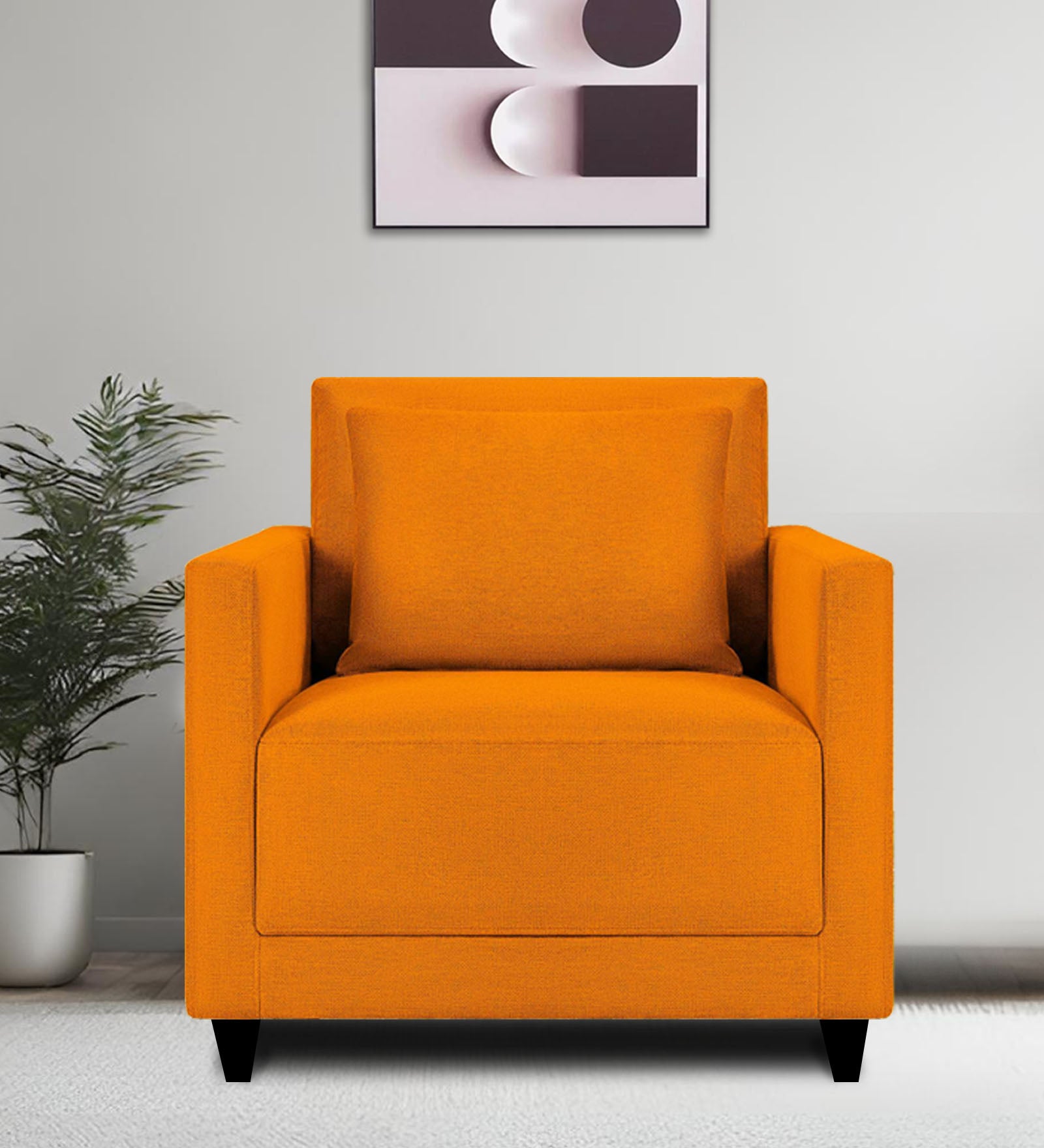Kera Fabric 1 Seater Sofa In Vivid Orange Colour