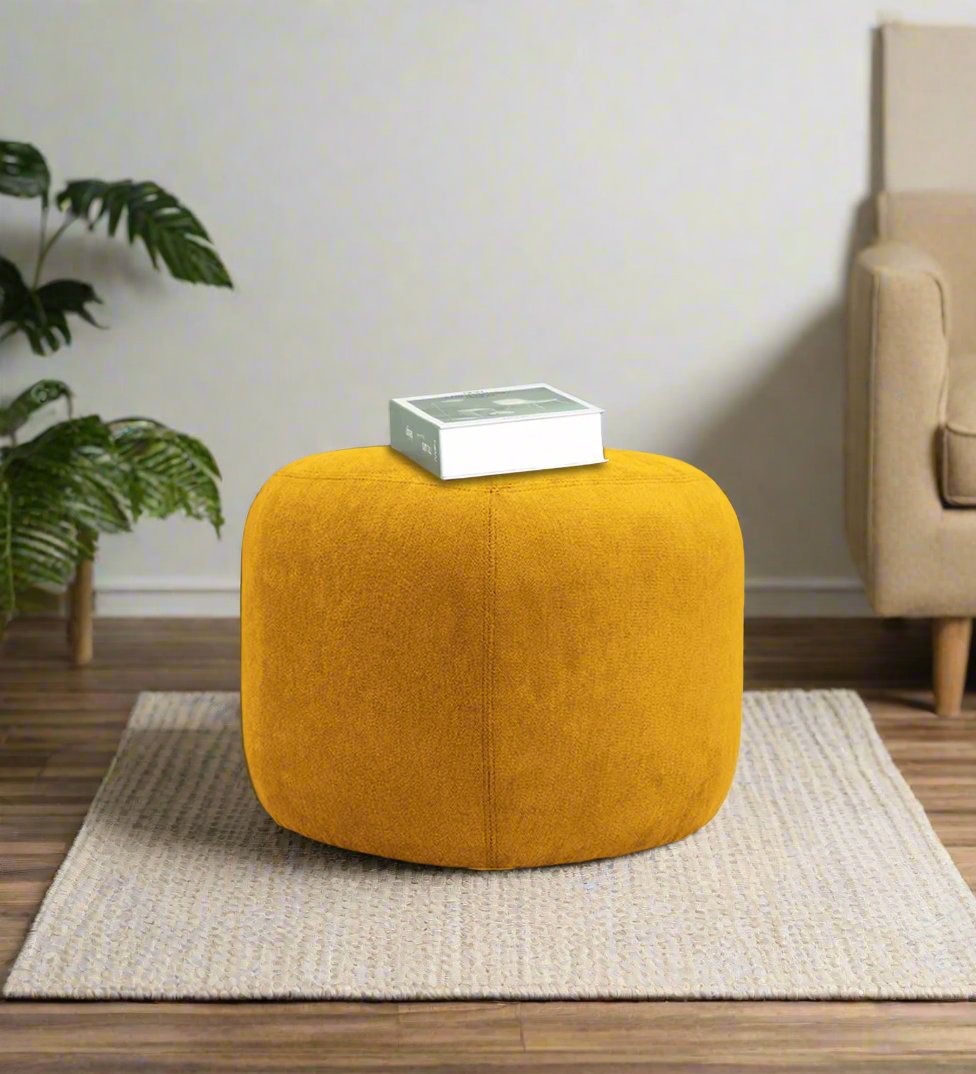 Keori Fabric Pouffe In Bold Yellow Colour
