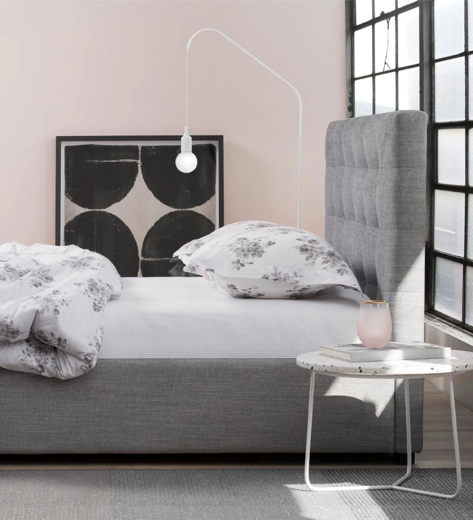 Buy Muddy Upholstered Fabric King Size Bed - Charcoal Grey | Febonic Living