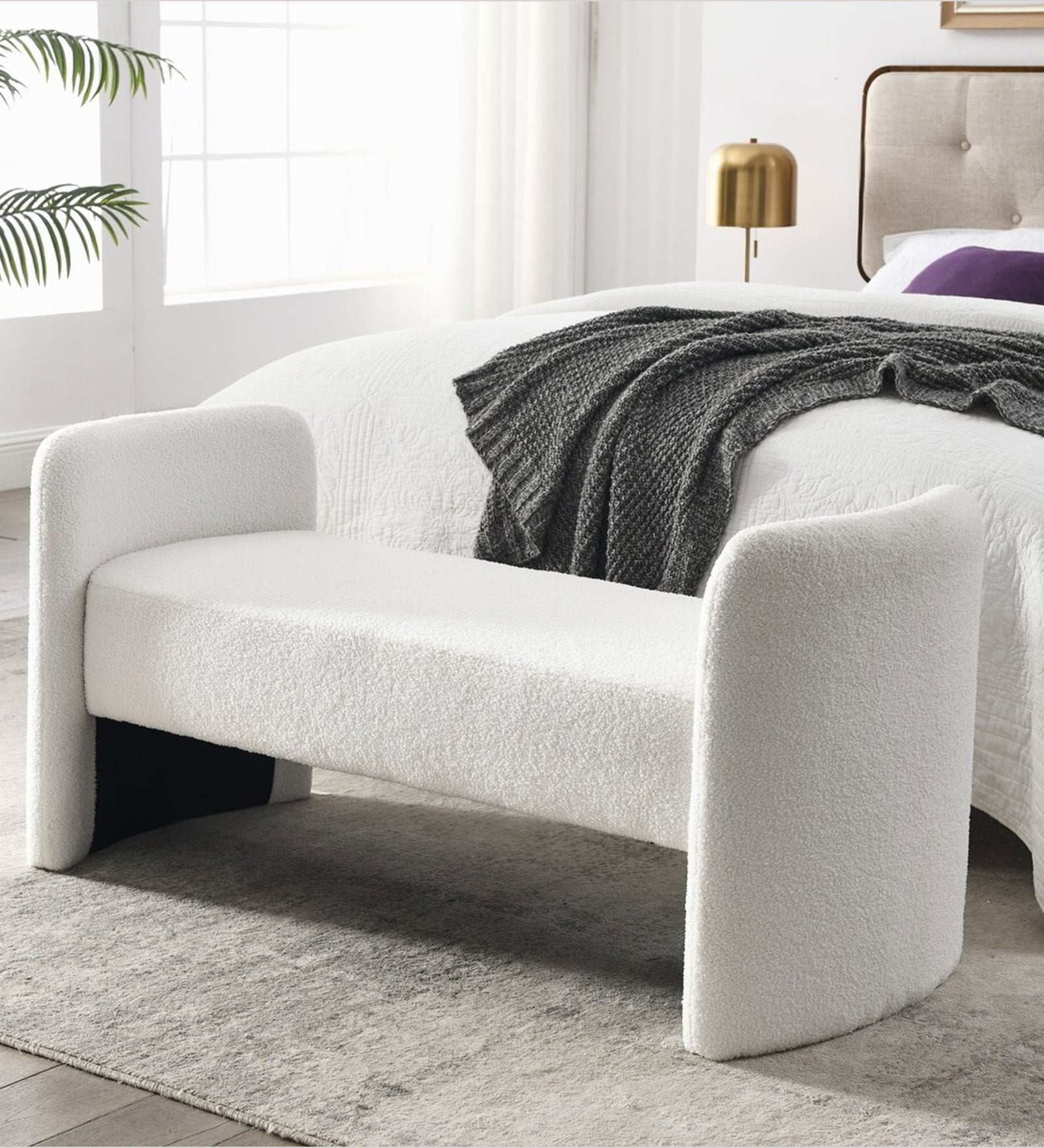 Havana Boucle 2 Seater Recamier In Shell White Colour