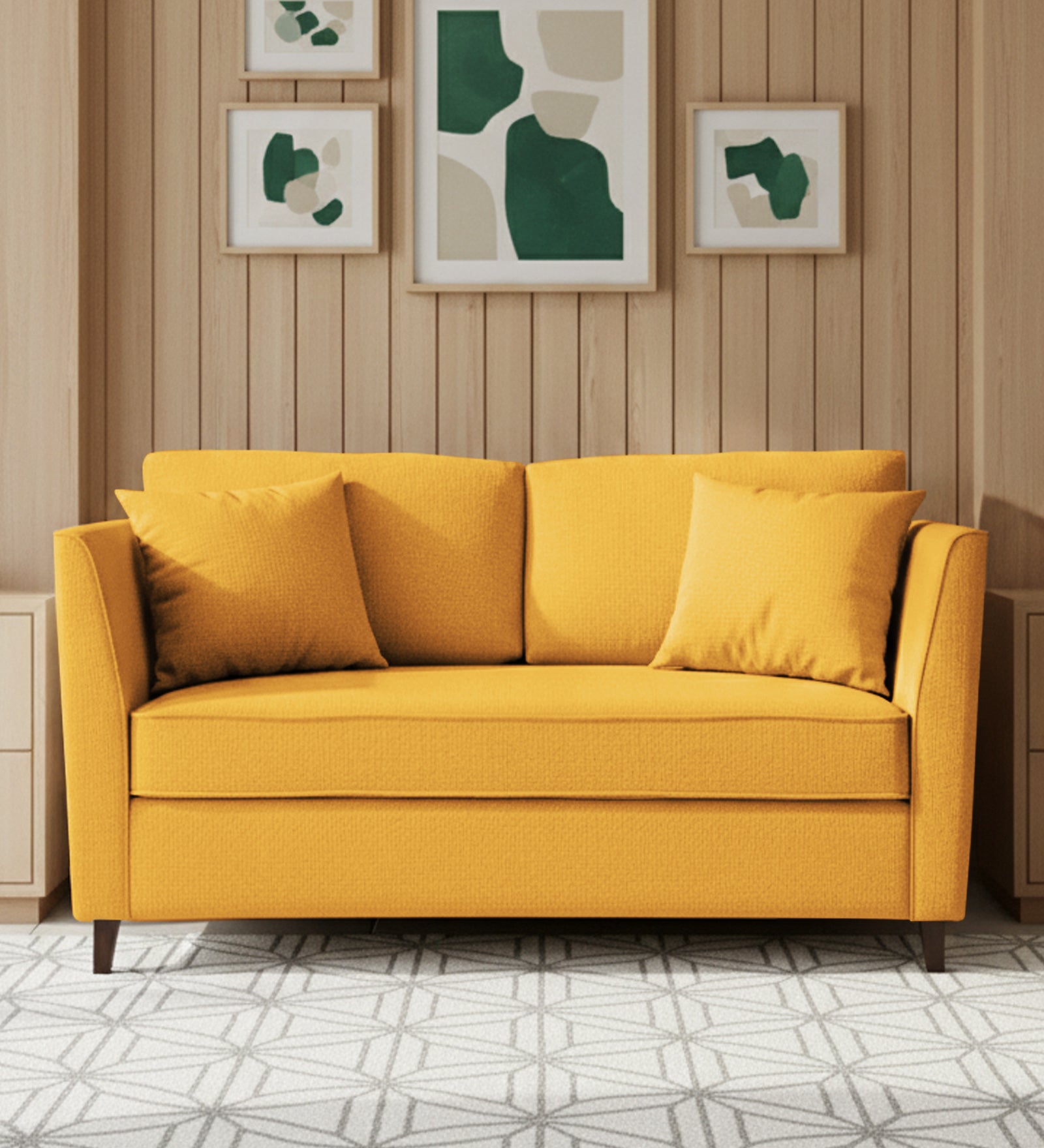 Buy Miranda Fabric 2 Seater Sofa In Bold Yellow Colour at 20% Off