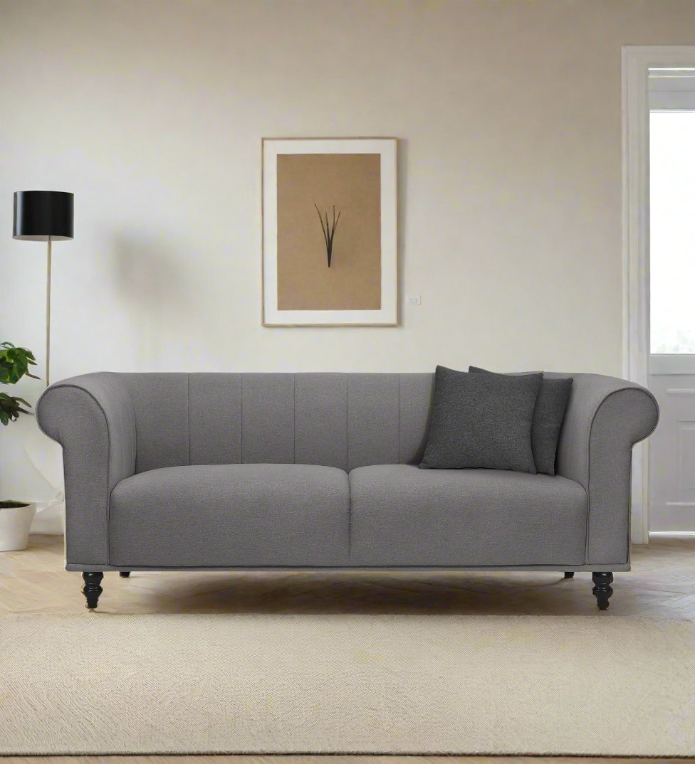 Rhino Fabric 3 Seater Sofa In Sudo Grey Colour